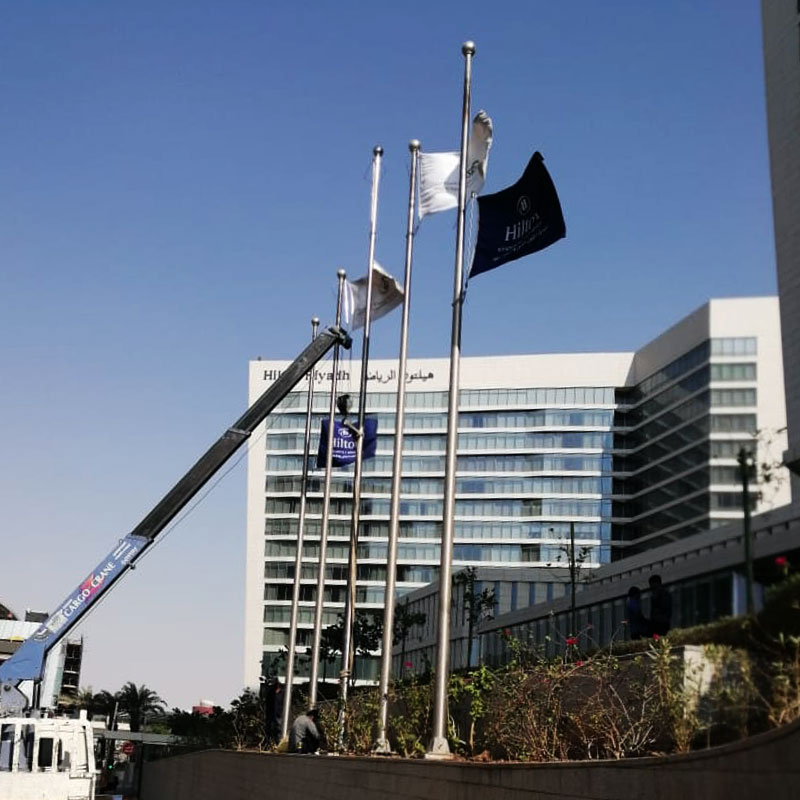 Stainless Steel flag post Hilton, Riyadh – Blue Diamond Executive
